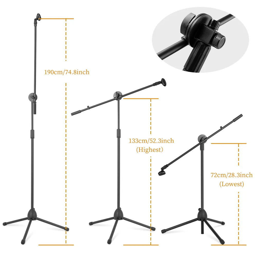 SH Adjustable Microphone Stand, Flexible Floor Microphone Boom Stand ...