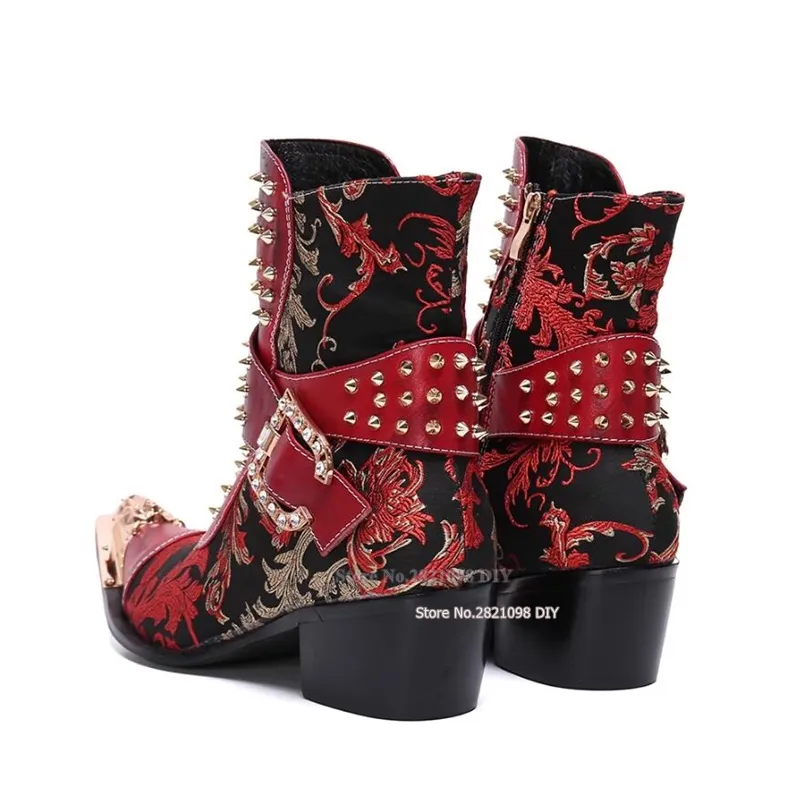 Luxury Men's Crystal Printed Leather High Heeled boots near me with ...