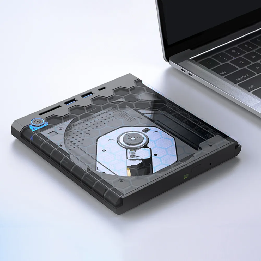 External USB 3.0 CD/DVD Drive with SD/TF Card Slots, Type-C Portable CD ...