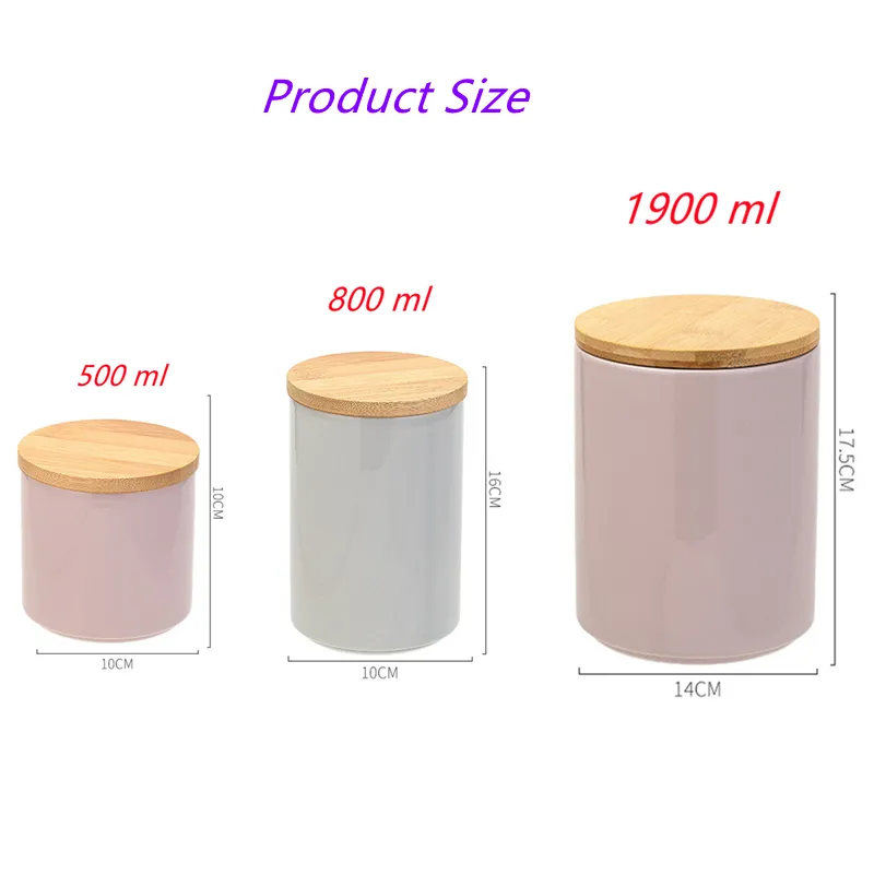 Ceramic Food storage boxes with Bamboo Lid - 500/800/1900ml Capacity ...