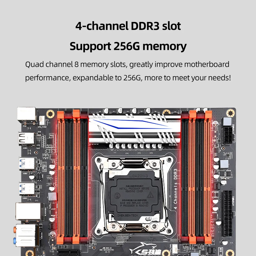 X99 ATX 256G amd motherboard with 8 DDR3 RAM, 7.1 Channel LGA2011 V3 ...