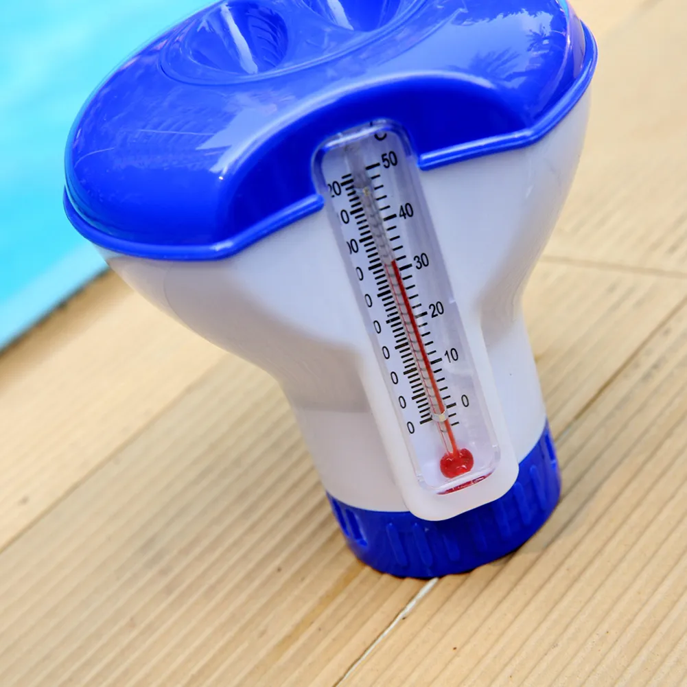 Swimming Pool Chemical Dispenser with Thermometer - Floating Chlorine ...