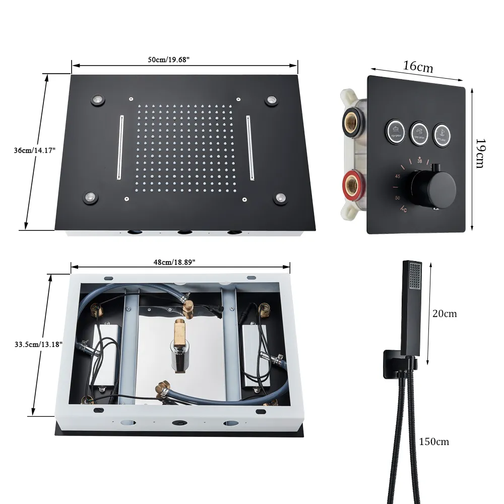 Oversized LED shower set with faucet with Ceiling Mounted Mixer Taps ...