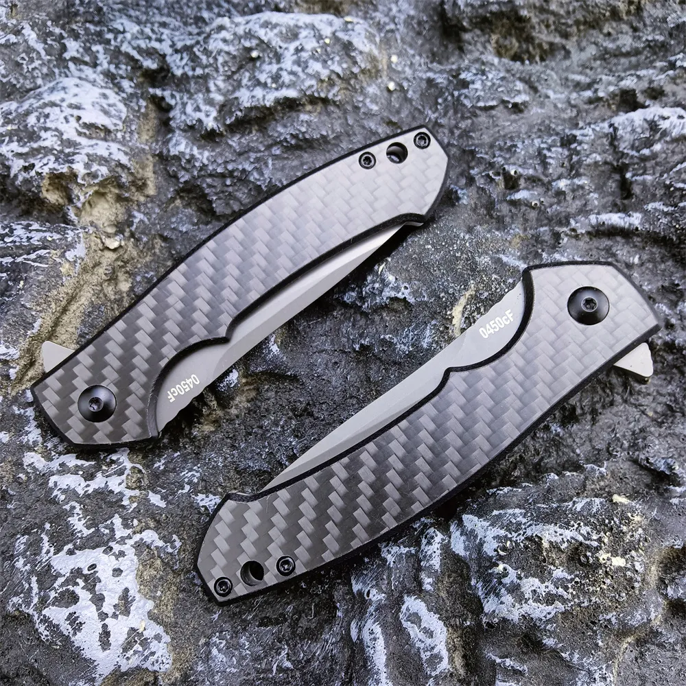 Tactical Folding Knife: 3.25in DLC 440C Blade, Carbon Fiber & Titanium ...