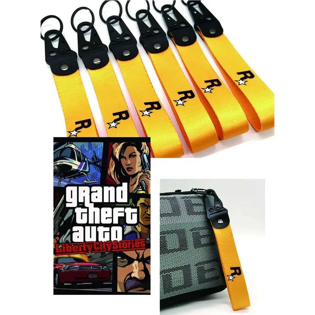 GTA Game-Themed Yellow Multi-Pendant Nylon Keychain for Fans Pack of 10 ...