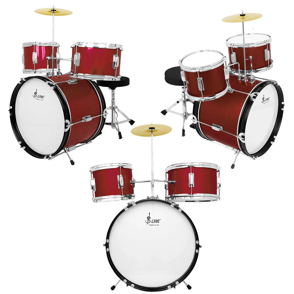 Solid Wood 3-Piece Jazz Drum Set with Stand, Stool, and Cymbal - Ideal ...