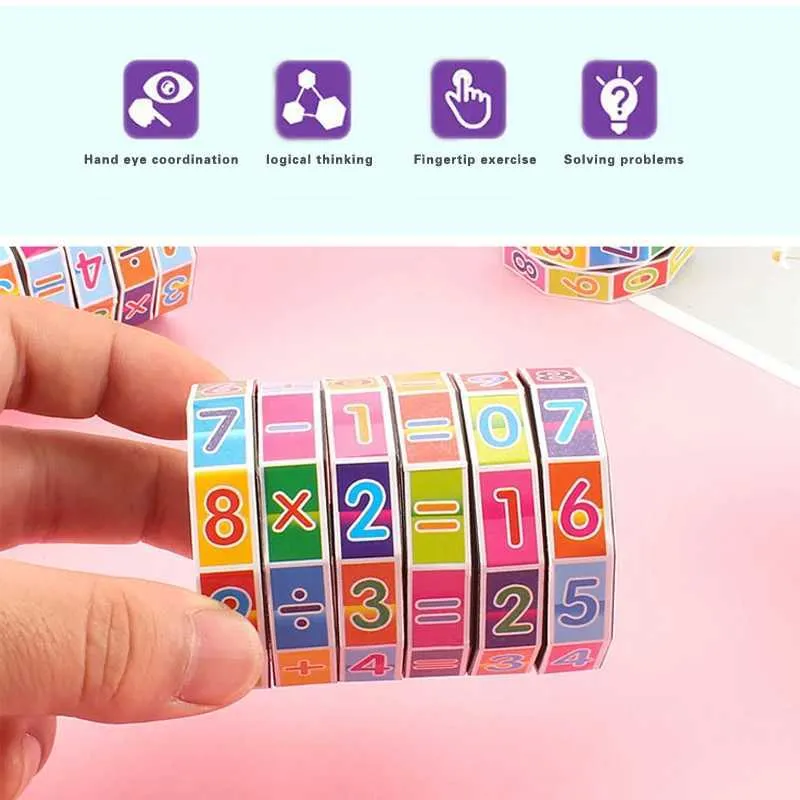 Montessori Math Magic Cube Puzzle Toy for Kids, Colorful Counting ...