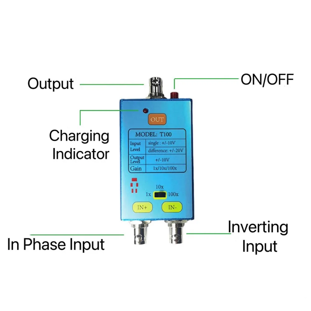 10M Bandwidth Oscilloscope with USB Power Cord, Battery Powered, 1/10 ...