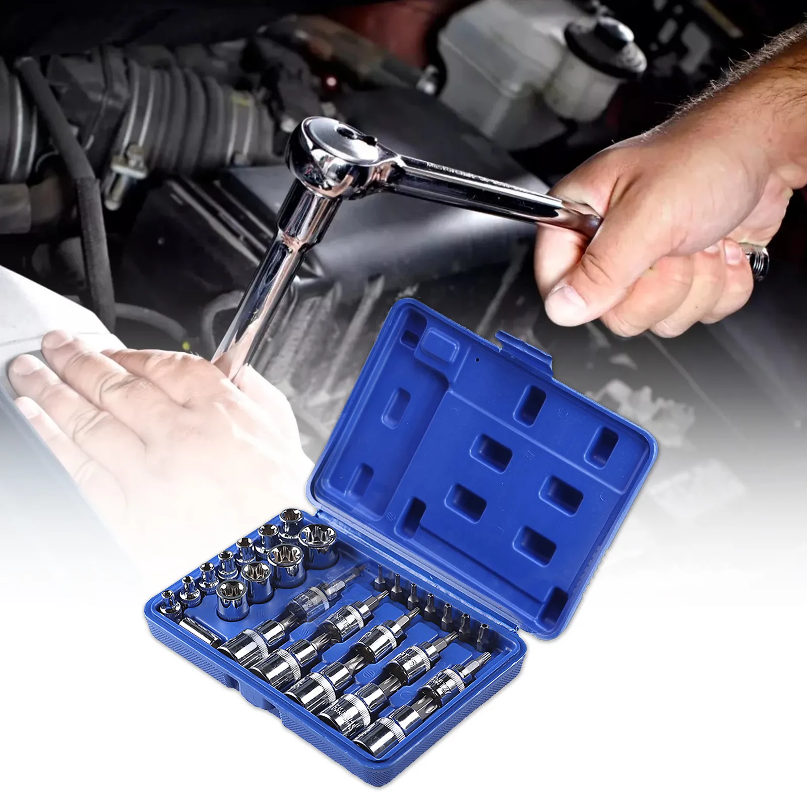 DHgate.com:29-Piece 1/4" 3/8" 1/2" Torx Star Socket Bits Set: Male and ...