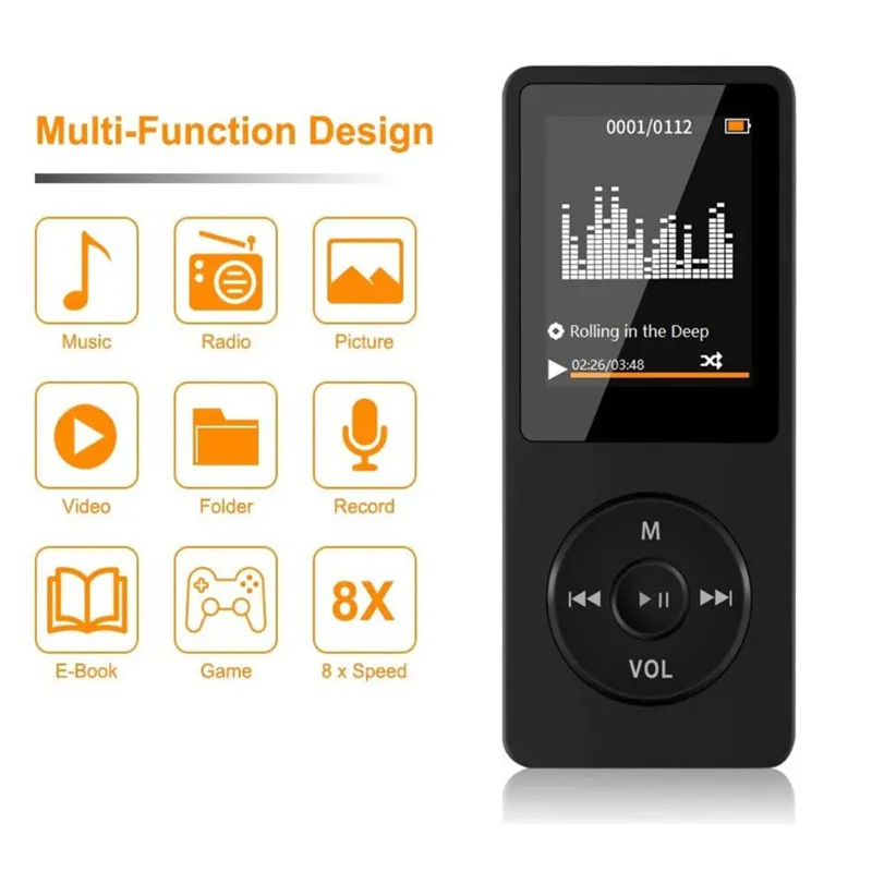 Portable Mini MP3 Player with FM Radio, MP4 E-book Playback, Recording ...