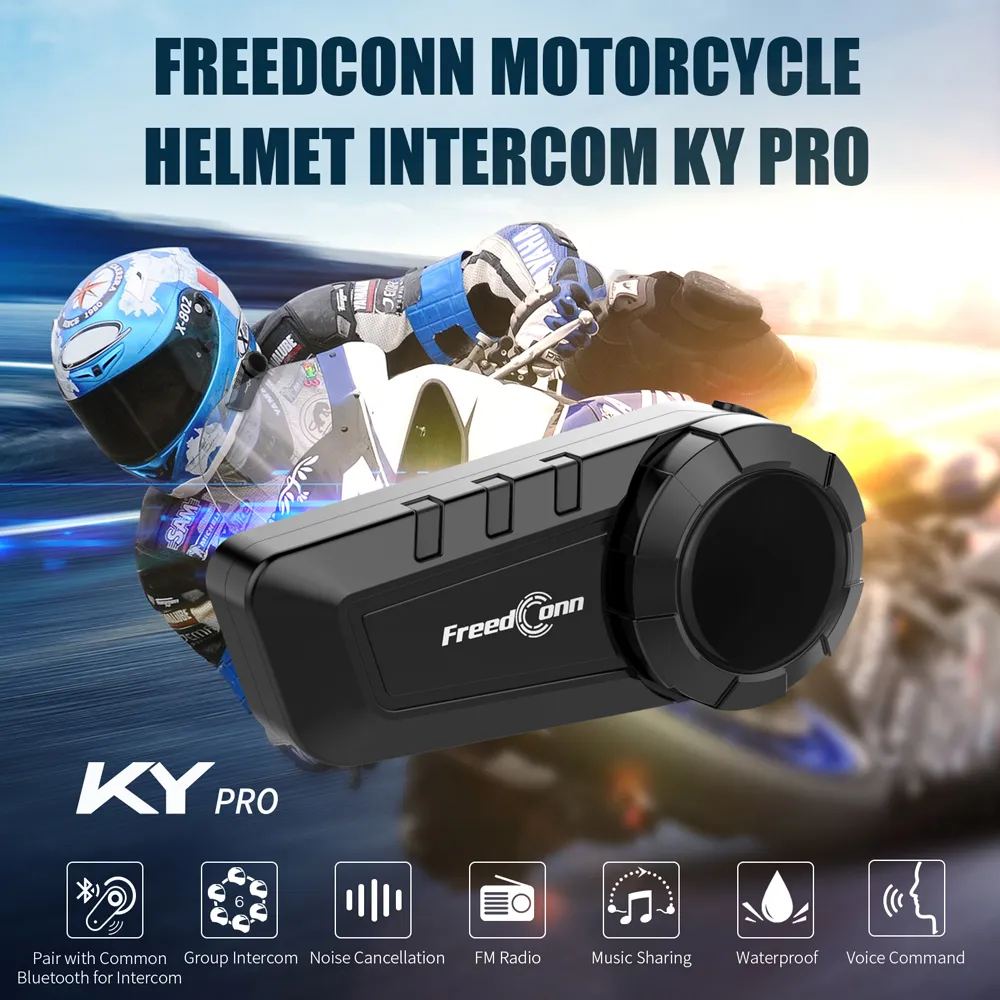 Motorcycle Intercom Bluetooth Headset - Freedconn KY Pro, 6 Riders ...