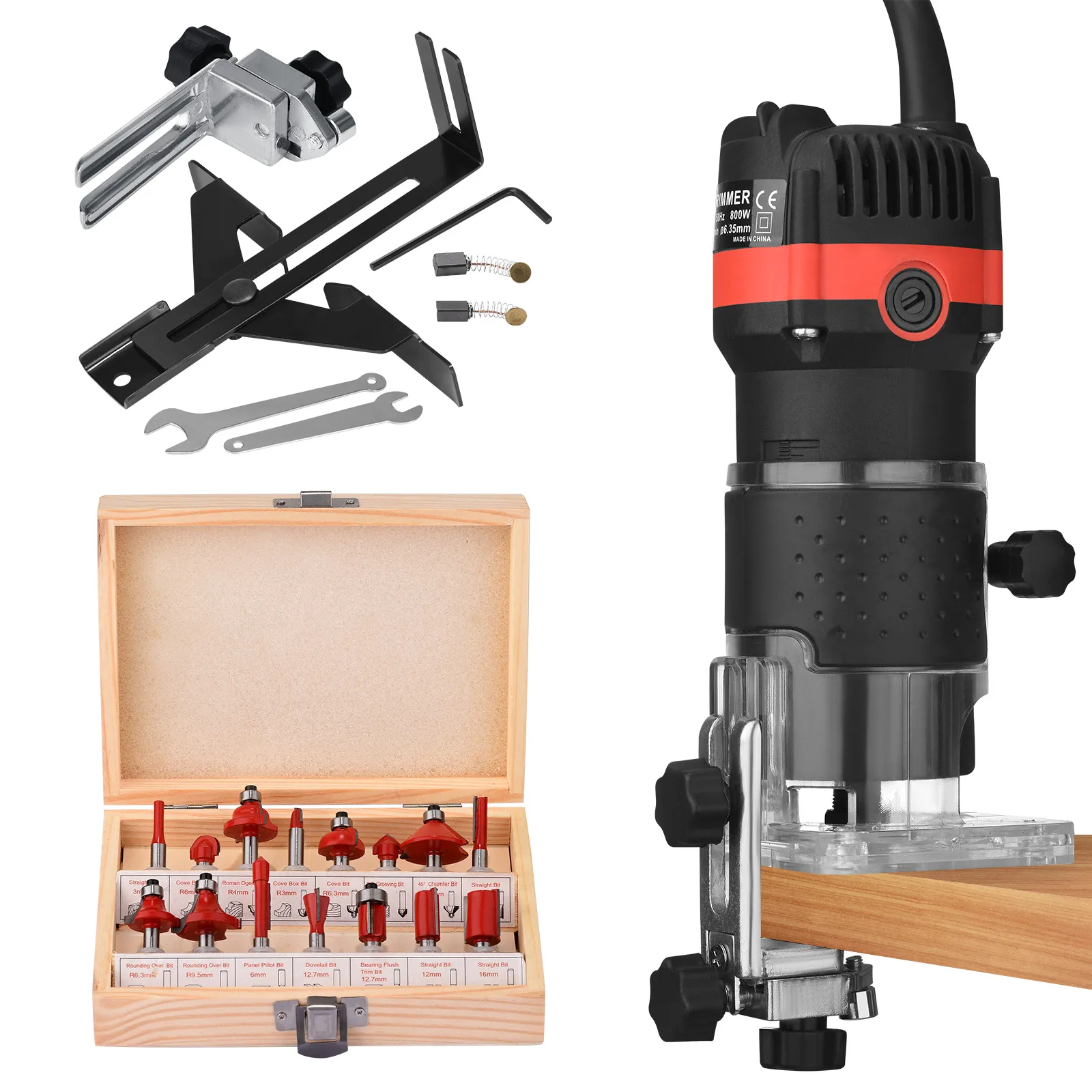 Electric Woodworking clipper and trimmer set with 15 Milling Cutters ...