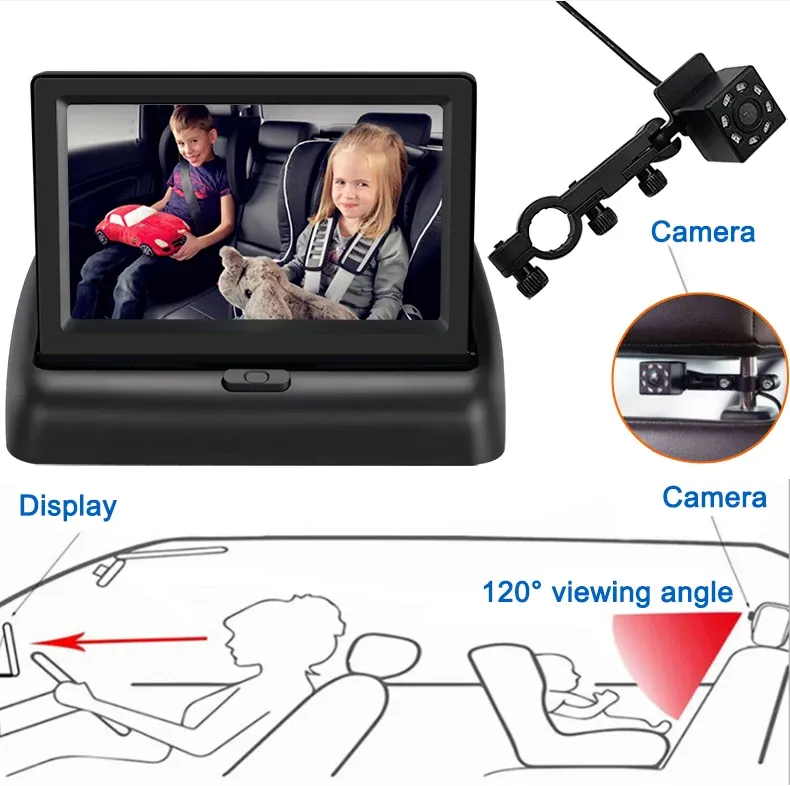 Auto Safety Infant Baby Rear View Monitor 8 LED Night Vision Car Camera ...