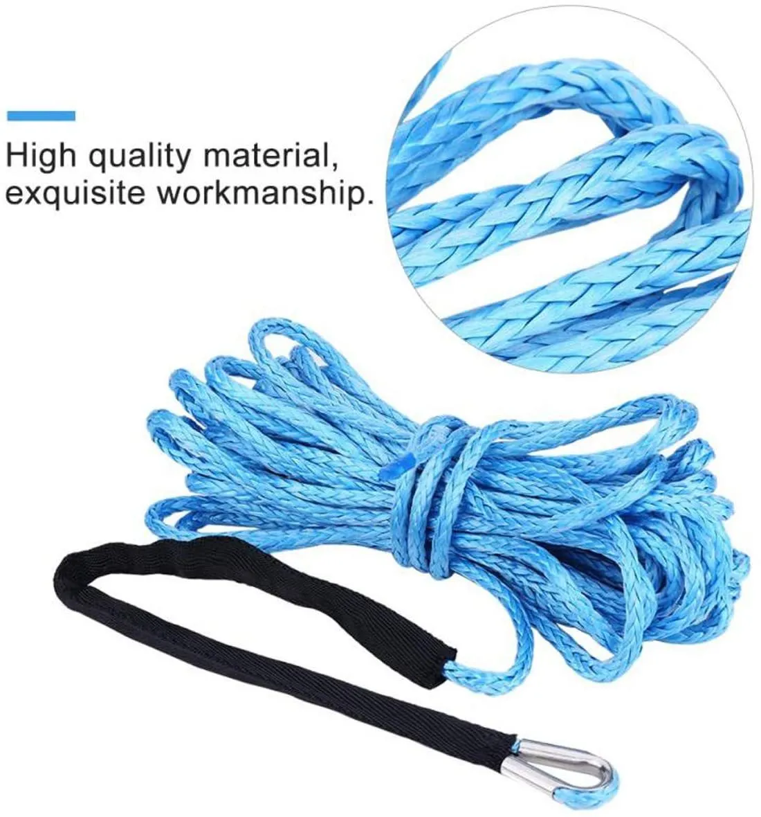Towing Ropes: Gray Synthetic Winch Rope With Protective Sheath, 15m ...