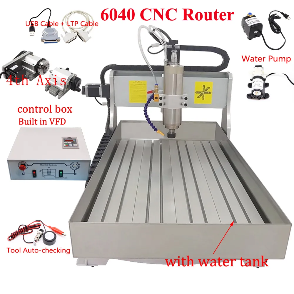 CNC 6040 4 Axis Water Cooling 2200W Sheet Metal Cutter Router With LTP ...