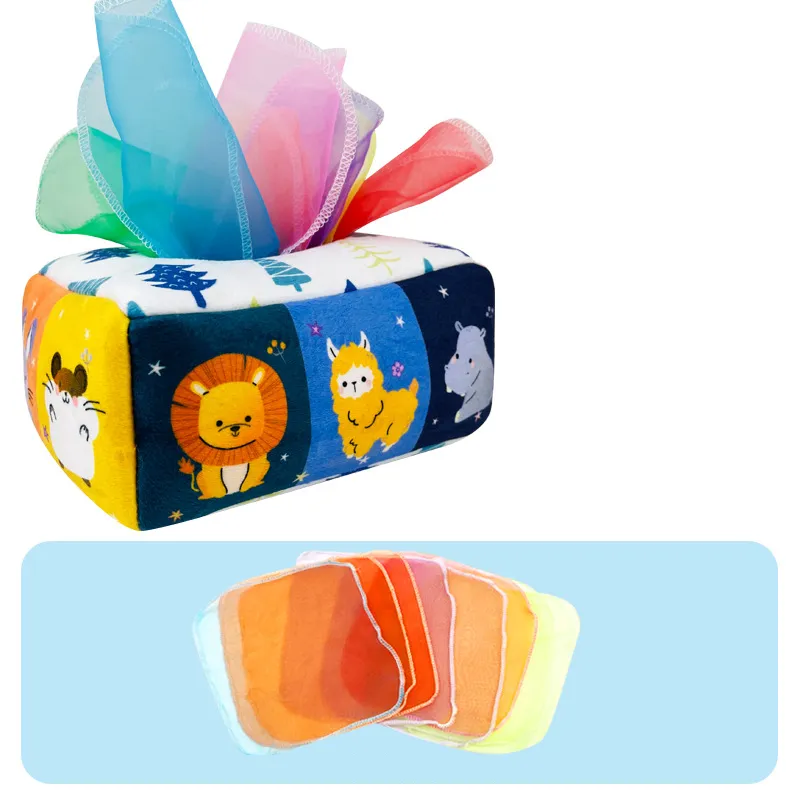 Montessori Sensory Tissue Box - Developmental Pull Toy for Infants - 6 ...