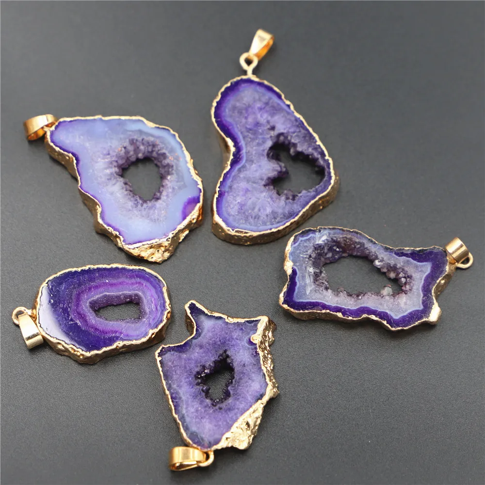 purple agate geode slice