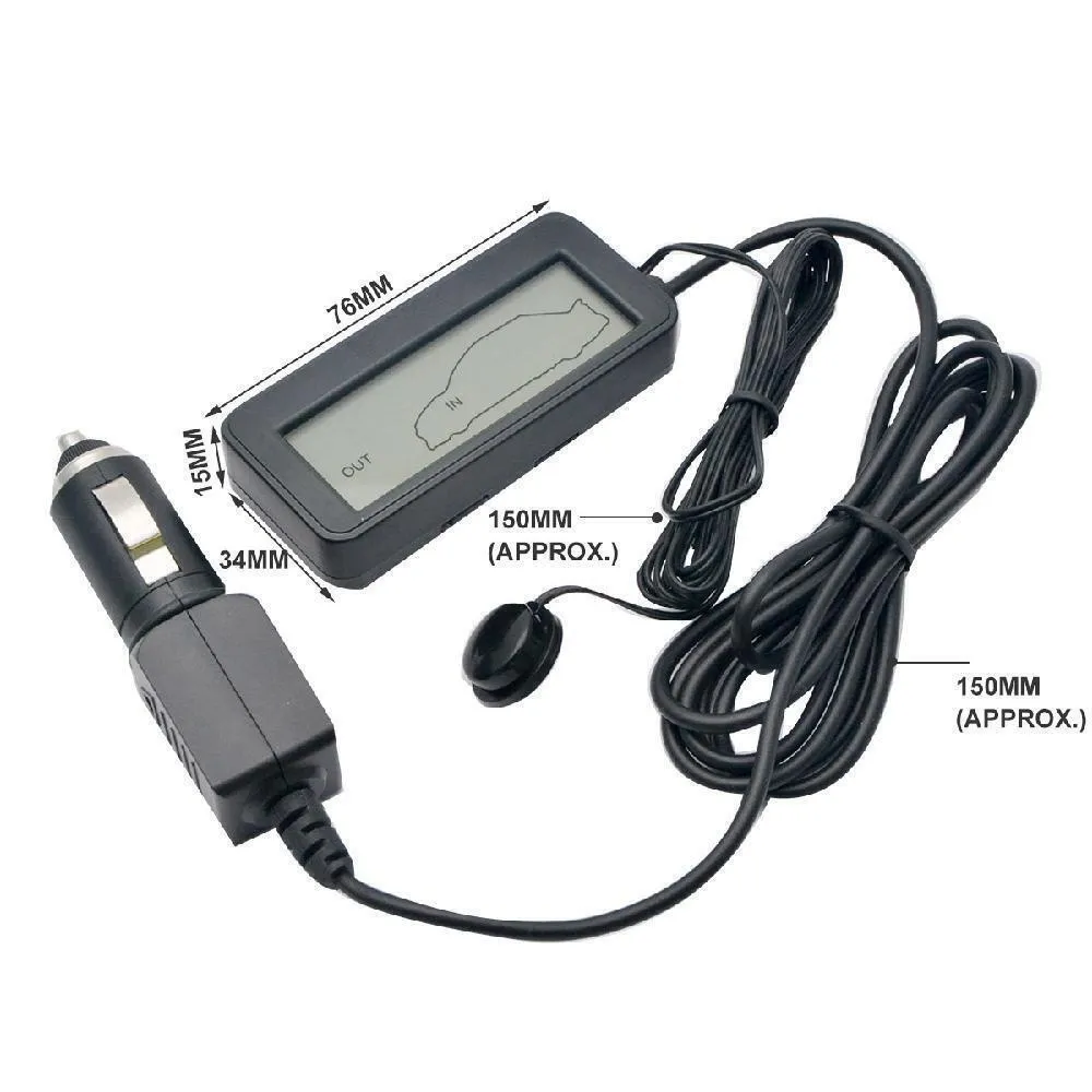 Car Digital Thermometers Mini Waterproof LCD Temperature Sensors With 1 ...