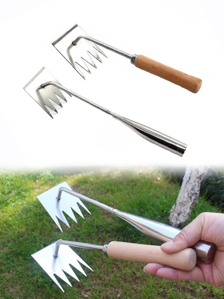 Hoe Weeding Rake 5 Tooth Garden Tool For Loose Soil, Grass Pulling, And ...