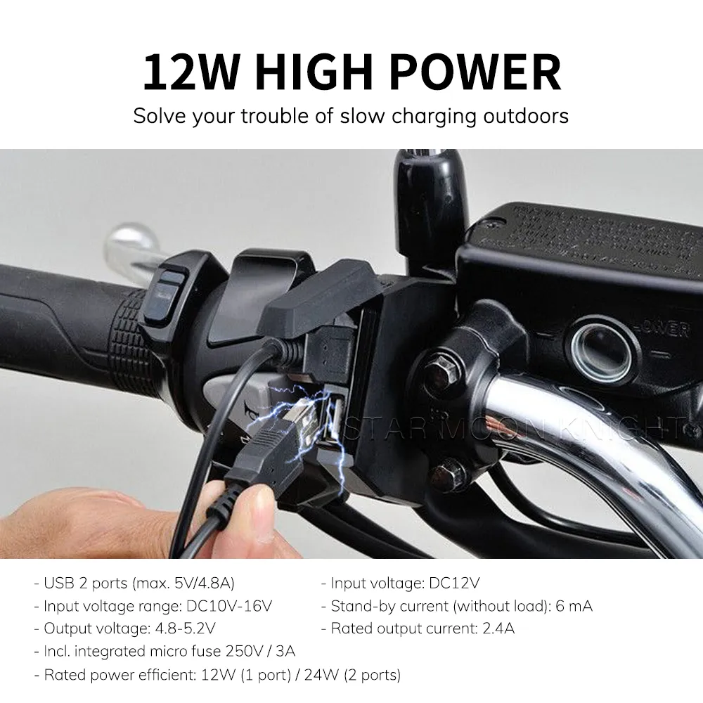 Universal Motorcycle Aluminum Alloy USB Charging Socket Adapter Mount ...
