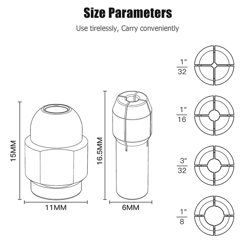 Precision Collet Set: Compatible With Multi Rotary Tools Includes 4 ...