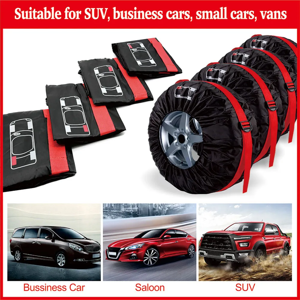 4-Pack Car Spare Tire Cover, Polyester Waterproof Wheel Tire Storage ...