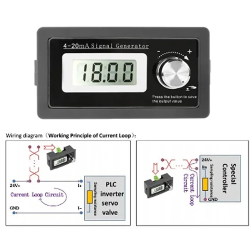High Precision 4-20mA Plastic Signal Generator Simulator, Industrial Panel-Mounted Current Loop ...