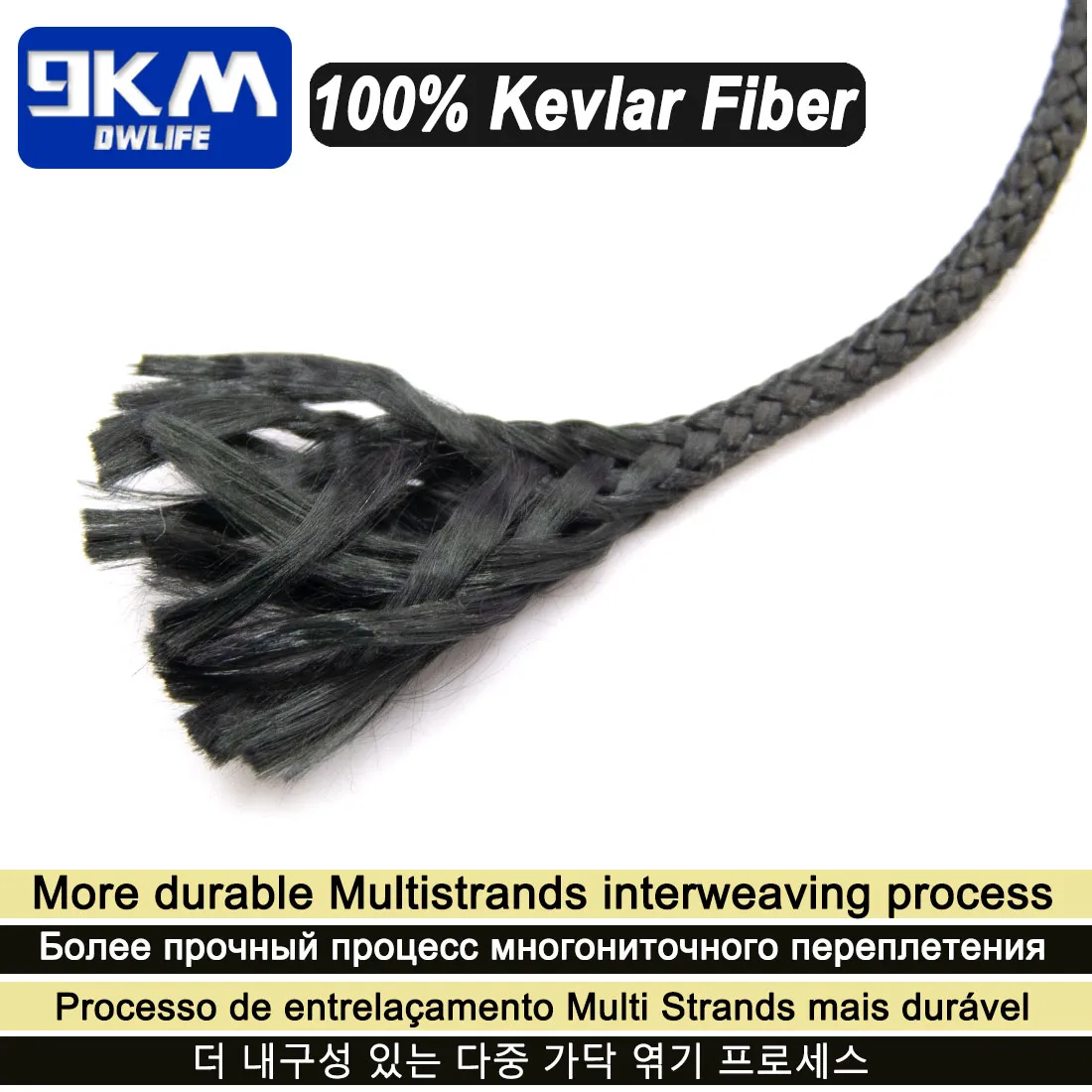 50Lbs 2000Lbs Black Kevlar Line Braided Fishing Assist Line High ...