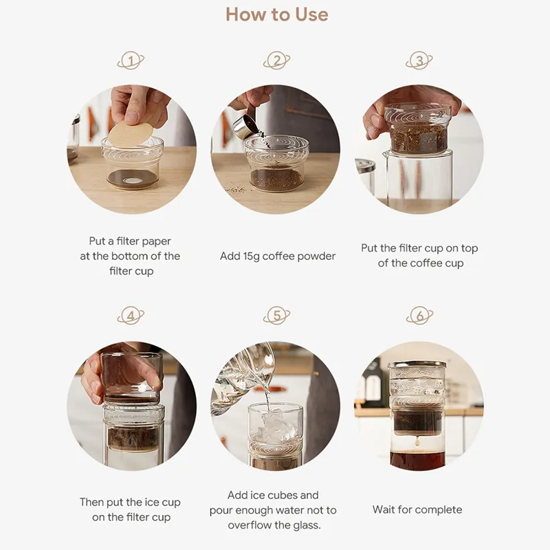 Portable Coffee Brewer Stainless Steel Drip Coffee Pot, Ice Drip Cold ...