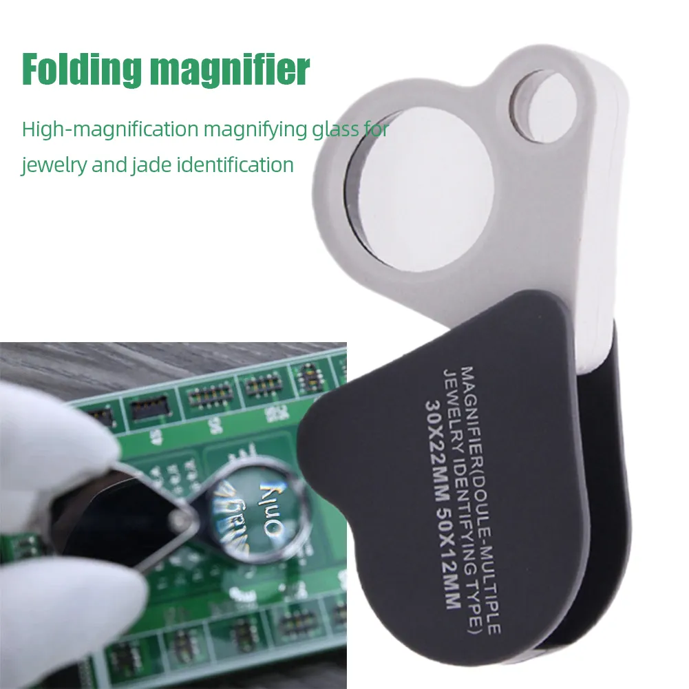 Jewelers Headset Magnifying Glass: 30X & 50X Foldable Handheld Loupe ...