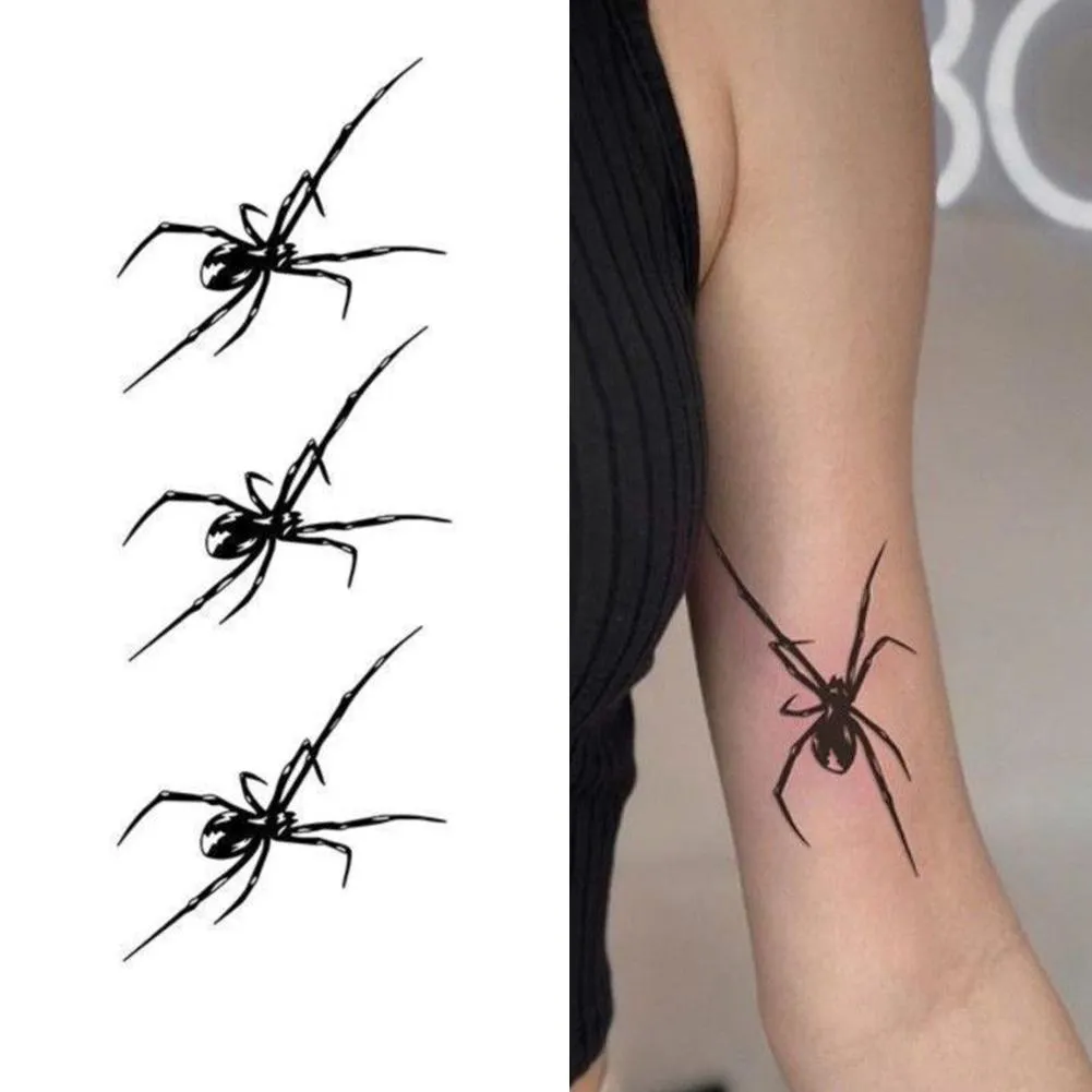 Waterproof 3D Spider Tattoo Stickers for Halloween - Disposable Body ...