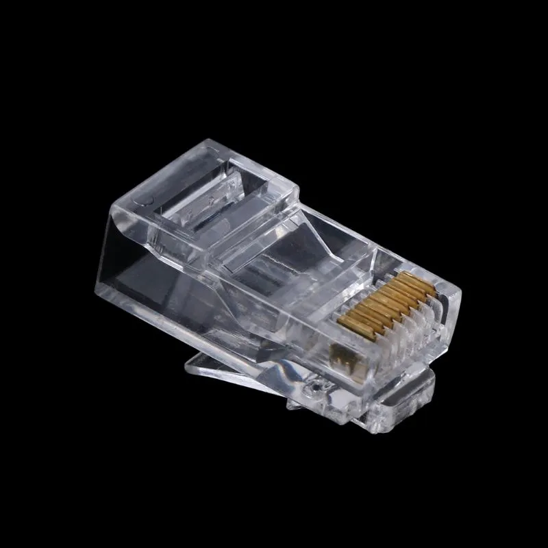50/100/Gold-Plated RJ45 Connector Modular Plug 8P8C Cat5 Ethernet ...