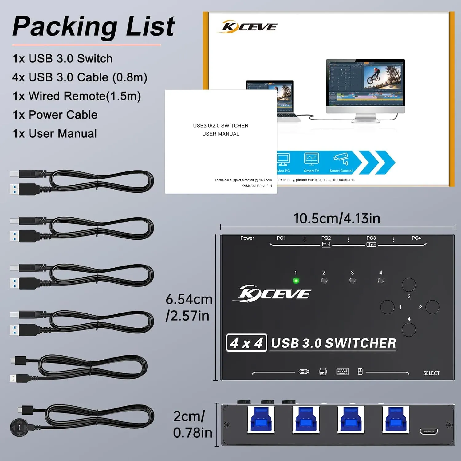 DHgate.com:2024 KCEVE USB 3.0 Sharing Switch: Connect 4 Computers to 4 USB Devices for Seamless ...