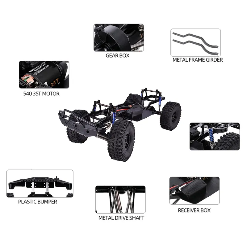 DIY Mounted Chassis Frame Wheelbase for 1/10 SCX10II 90046 90047 ...