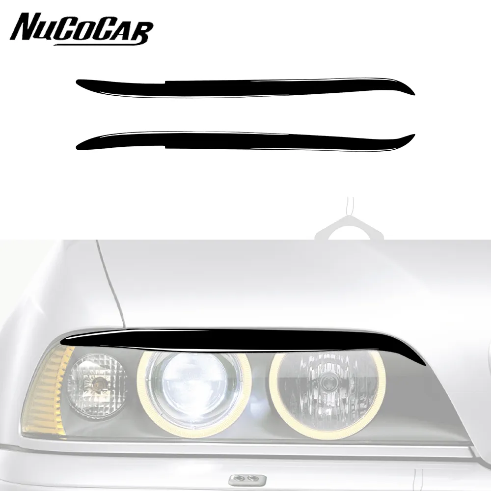 BMW 5 Series E39 1995 2003 Piano Black Headlight Eyebrow Eyelid Car Exterior Accessories Decorative Stickers