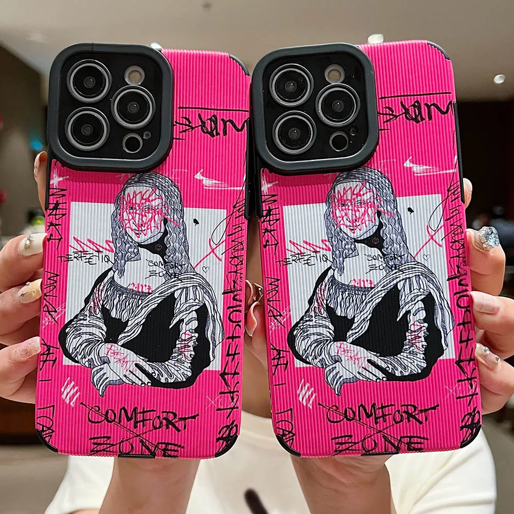 Graffiti Art Aesthetic Mona Lisa Phone Case for iPhone 15 14 13 12 11 ...
