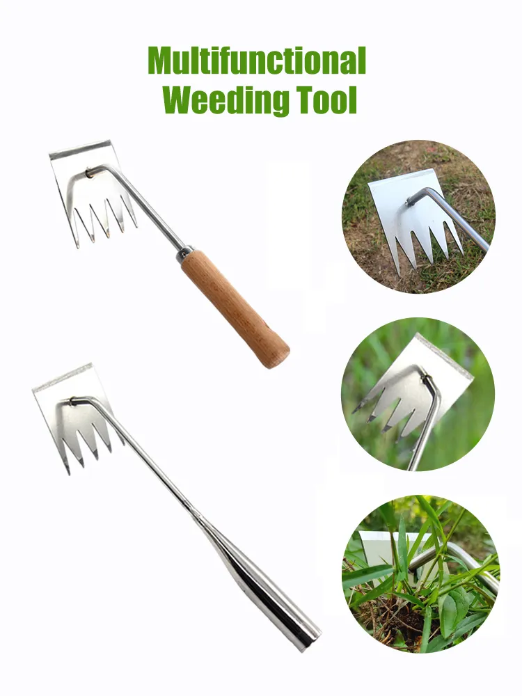 Hoe Weeding Rake 5 Tooth Garden Tool For Loose Soil, Grass Pulling, And ...