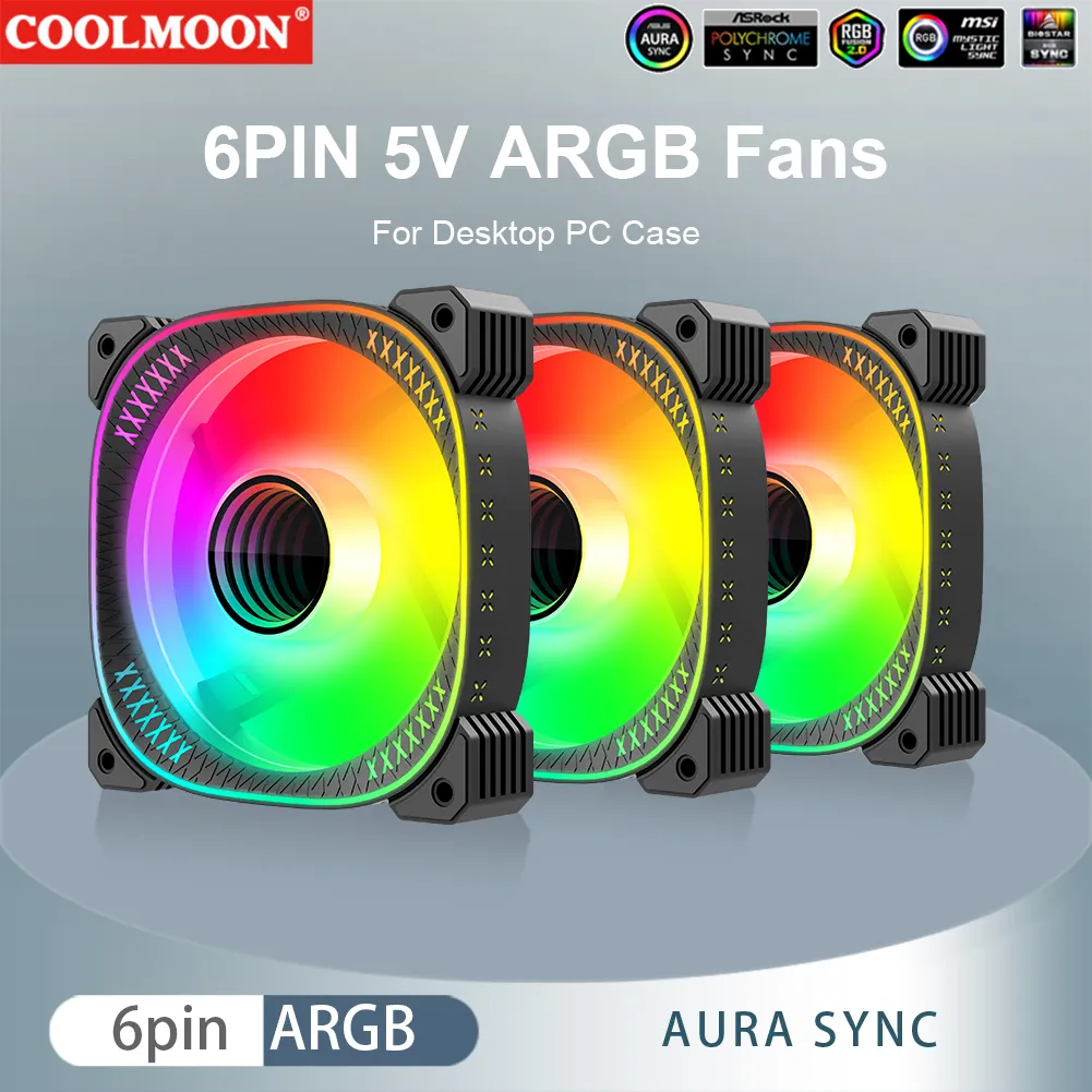 120mm ARGB Case Fan RGB Cooling 6PIN Adjustable LED 12cm Mute ...