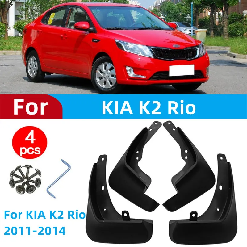 KIA K2 Rio Mud Flaps 4pc Set Front Rear 2011 2014 Black Splash Guards Car Accessories