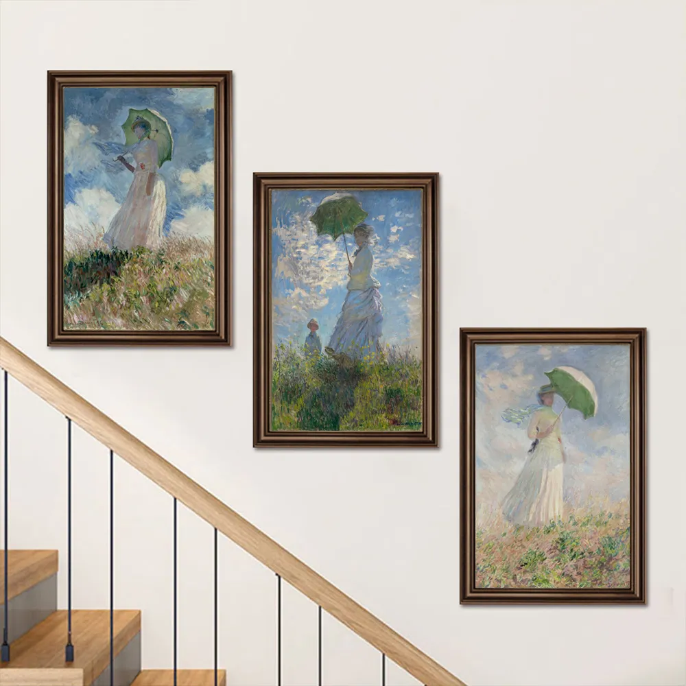 Vintage Monet parasol umbrella Wall Art Poster - Famous Woman Landscape ...