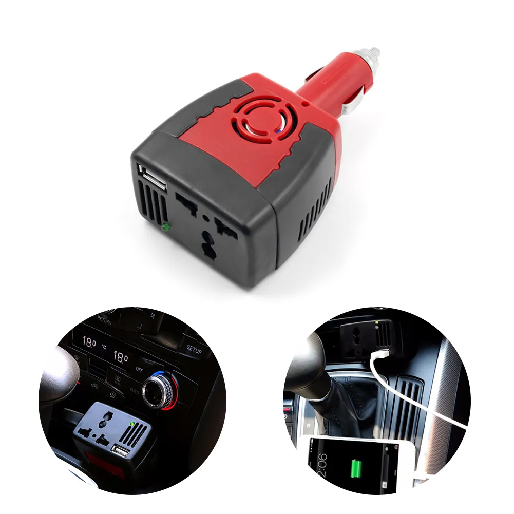 12V to USB-C Car Charger: 150W Power Inverter with AC Outlet and USB ...