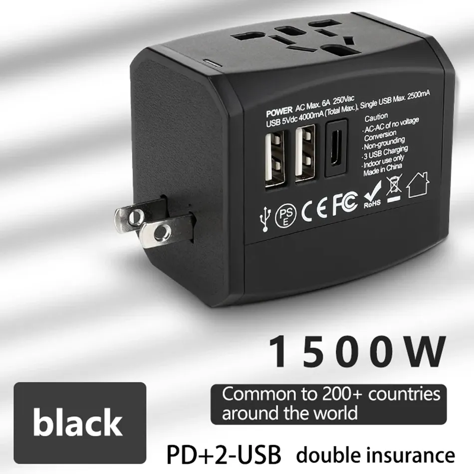 USB To Wall Outlet Adapter Universal Travel Adapter With 2 USB Ports ...