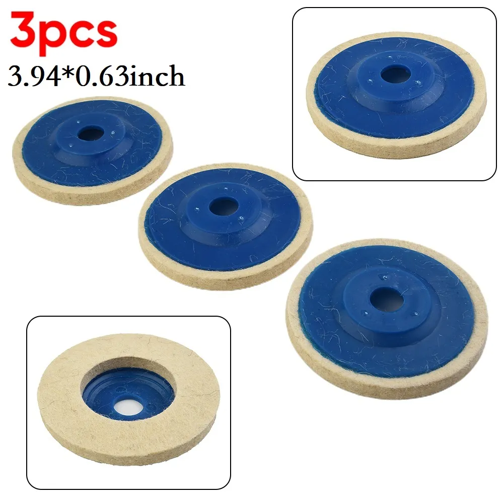 4-Pack 100mm Wool Felt Buffing Polish Pad Disc Set for Marble Metal ...