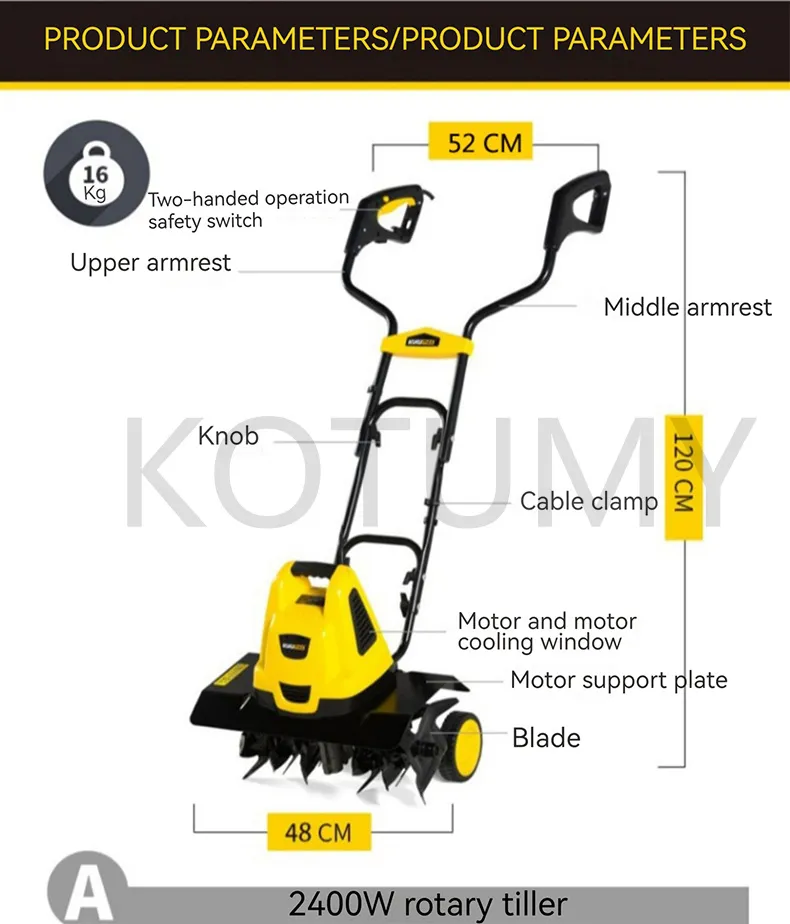 2024 Electric Micro Tiller: 2400W Small Tillage Ripper Household ...