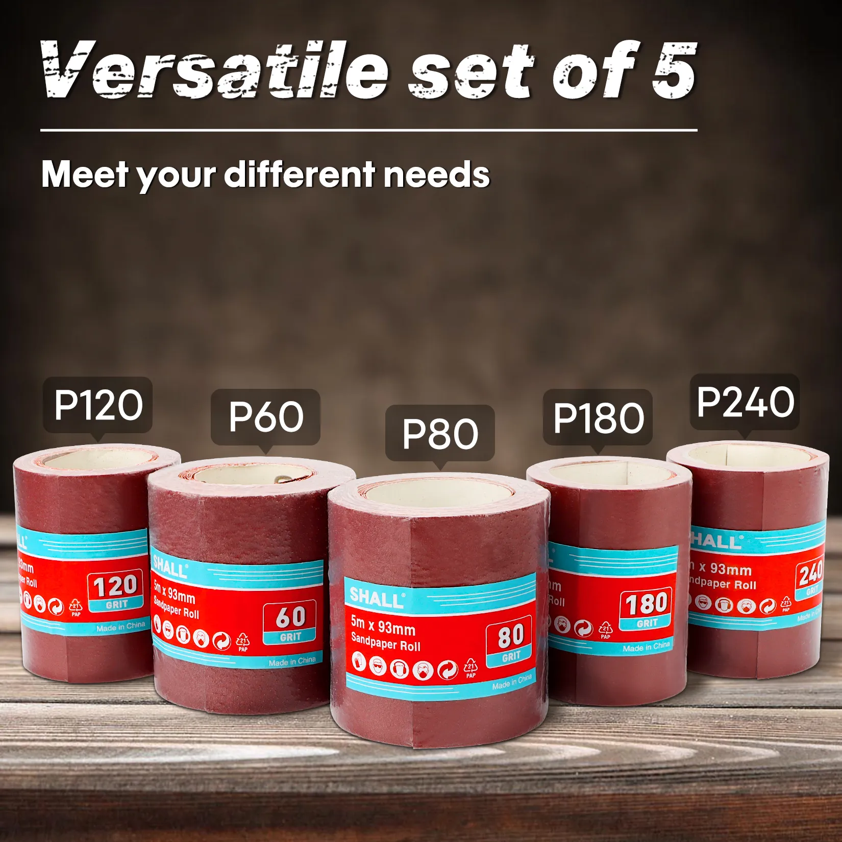 5M Sandpaper Rolls with Dispenser | 59-240 Grit Sand Paper Set from ...