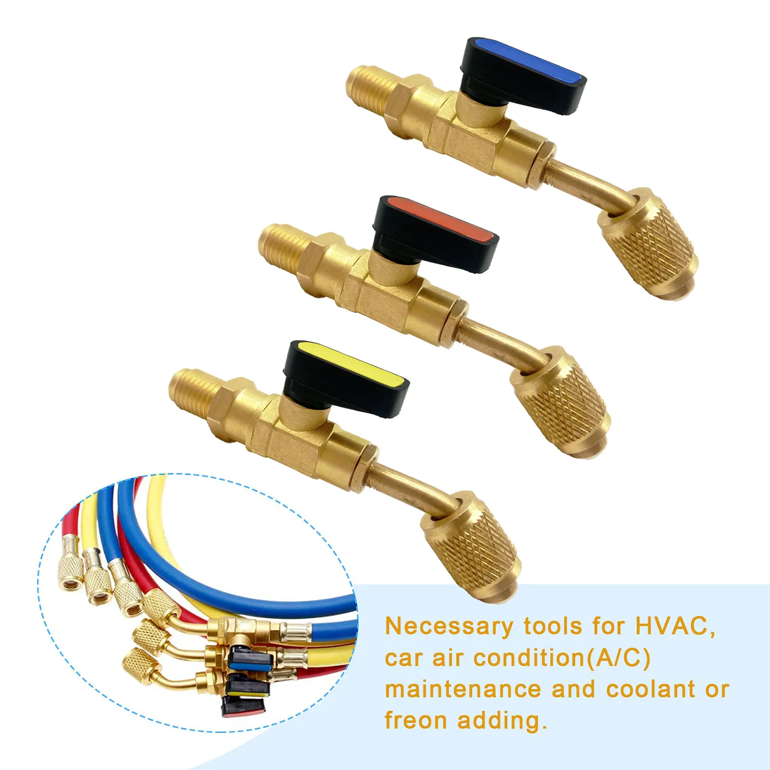 1/4 SAE HVAC Angled Compact Shut-Off Refrigerant Ball Valve for ...