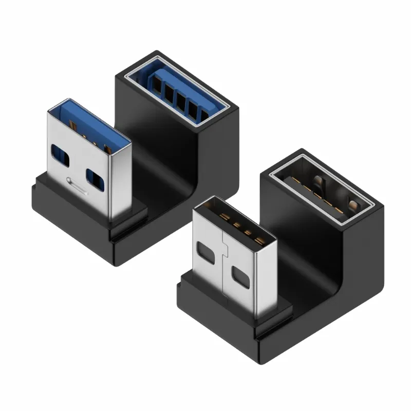 Male to USB Adapter: Left Angle USB 3.0 Elbow Connector, 10Gbps for PC ...