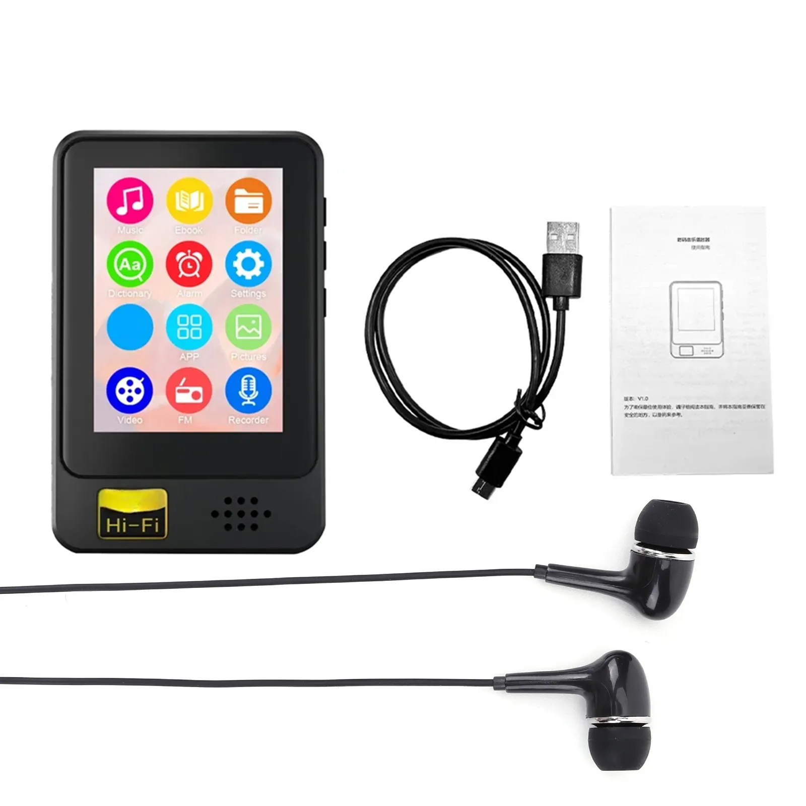 Bluetooth MP3 Player HIFI 5.2, 1.8 Inch Full Screen MP3 Music Player ...