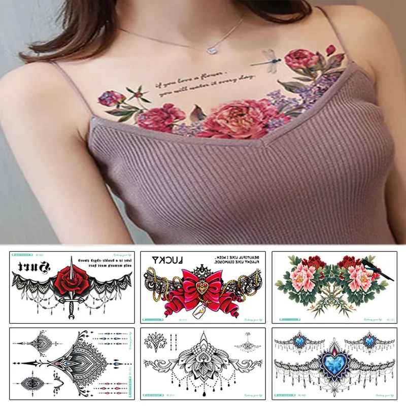 flower chest tattoo female