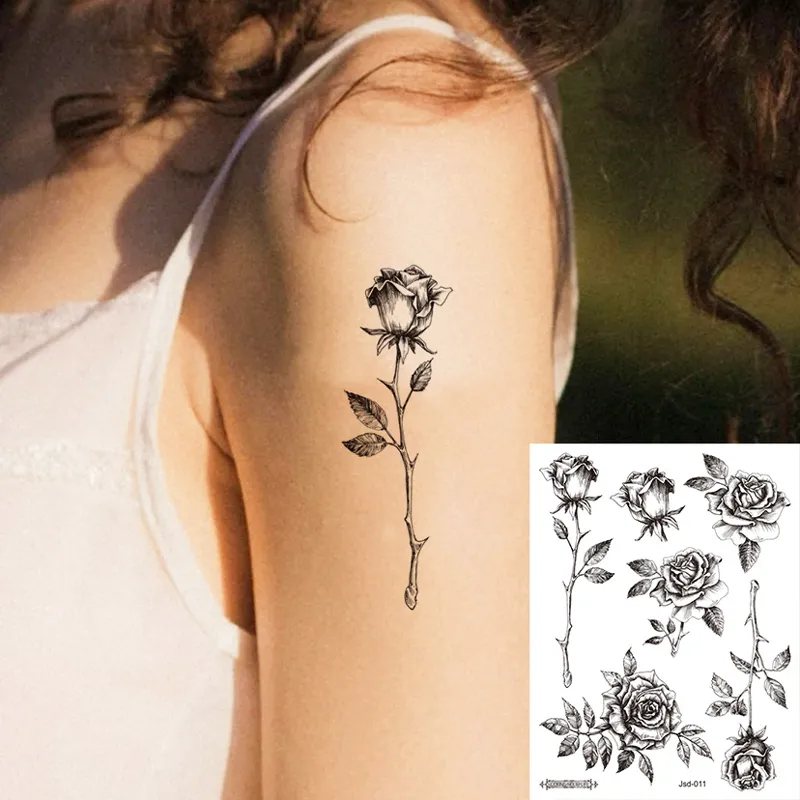 DHgate.com:Black Floral Temporary Tattoos for Women - Waterproof ...